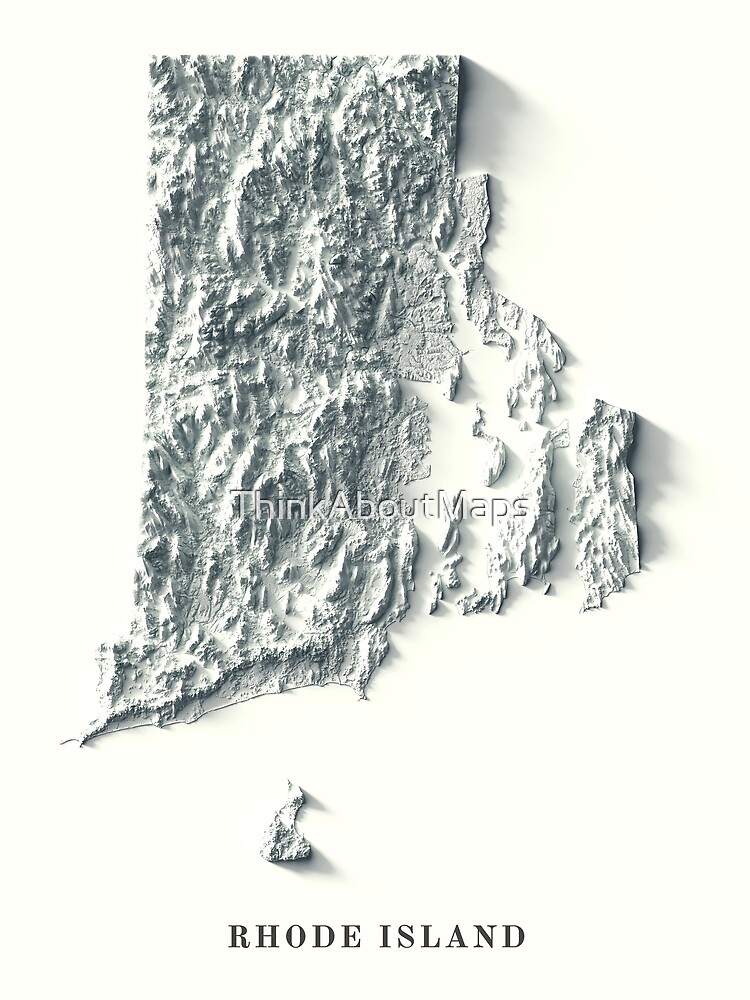"Rhode Island Shaded Relief Map 3D digitally-rendered" Art Print for ...