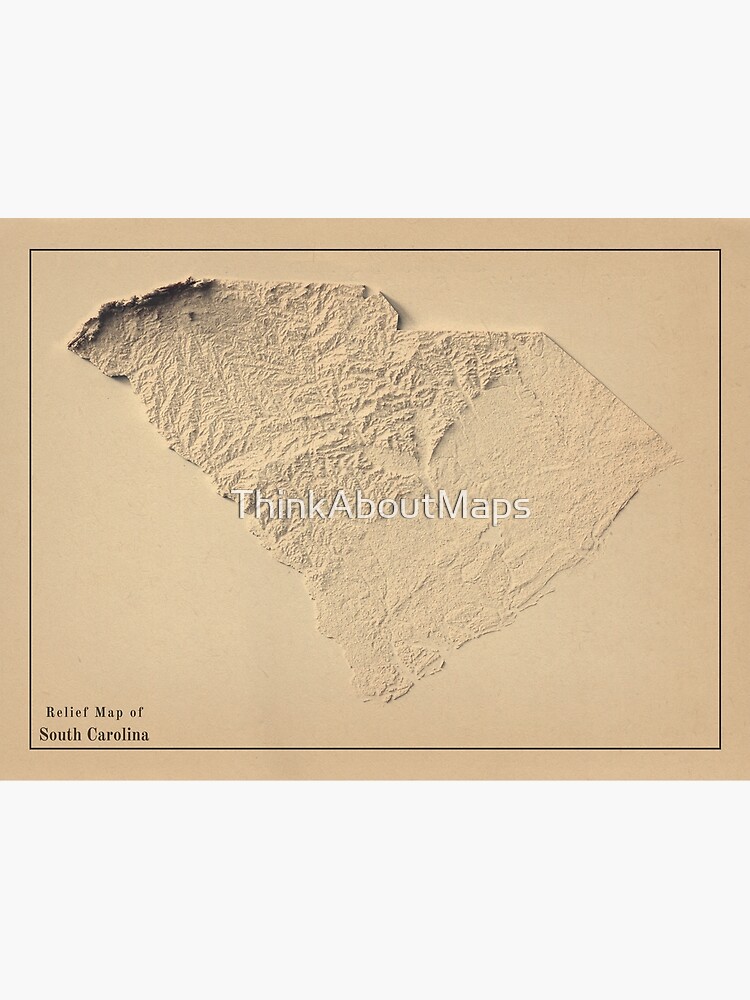 "South Carolina, USA Shaded Relief Map 3D digitally-rendered" Art Print ...
