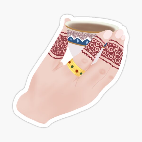 "Henna Hand Holding Teacup - Henna Hand with a Cup" Sticker for Sale by ...