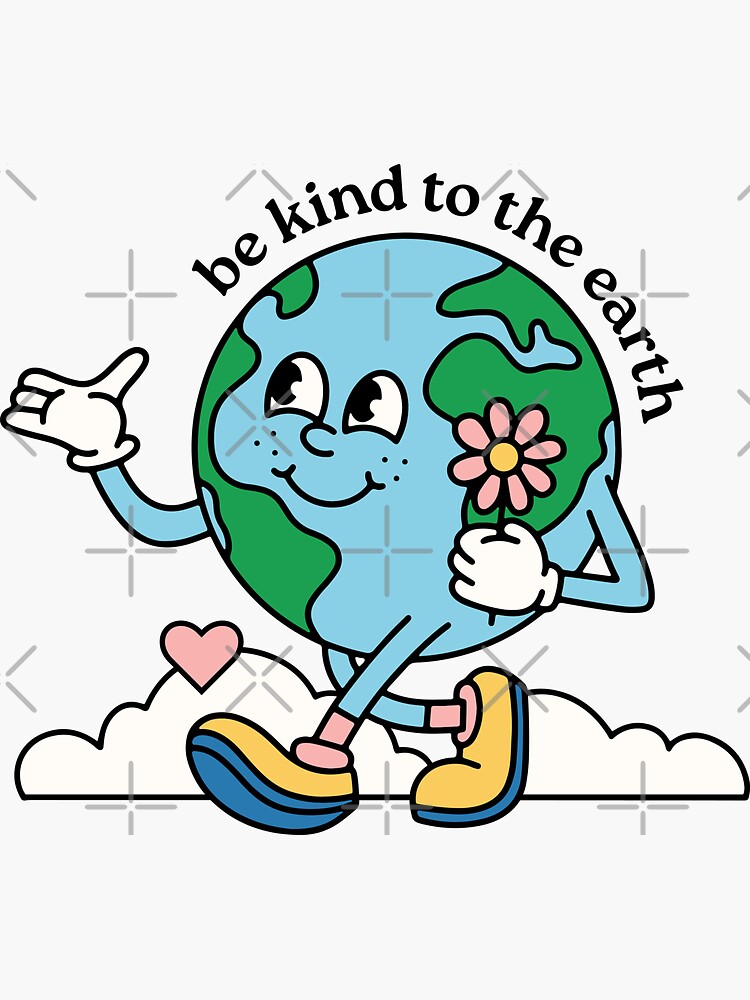 "Be Kind to the Earth - Retro Environmental " Sticker for Sale by ...