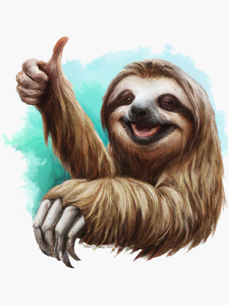 "A happy sloth giving a thumbs up. " Sticker for Sale by ...