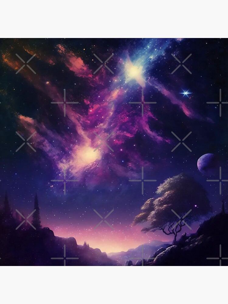 "Peaceful Dreams Colorful Space Sakura Tree" Sticker for Sale by ...