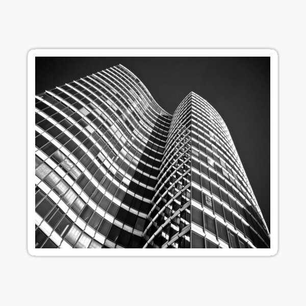 "Black and white skyscraper building " Sticker for Sale by Krishnaviart ...