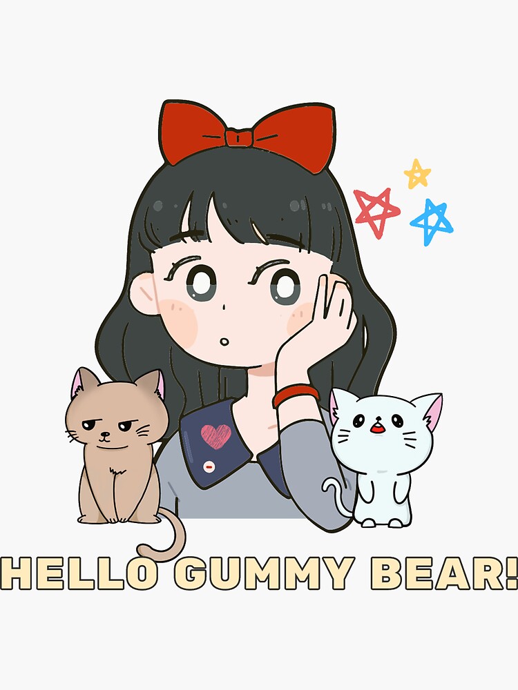 "Hello Gummy Bear!" Sticker for Sale by littlevelvets | Redbubble