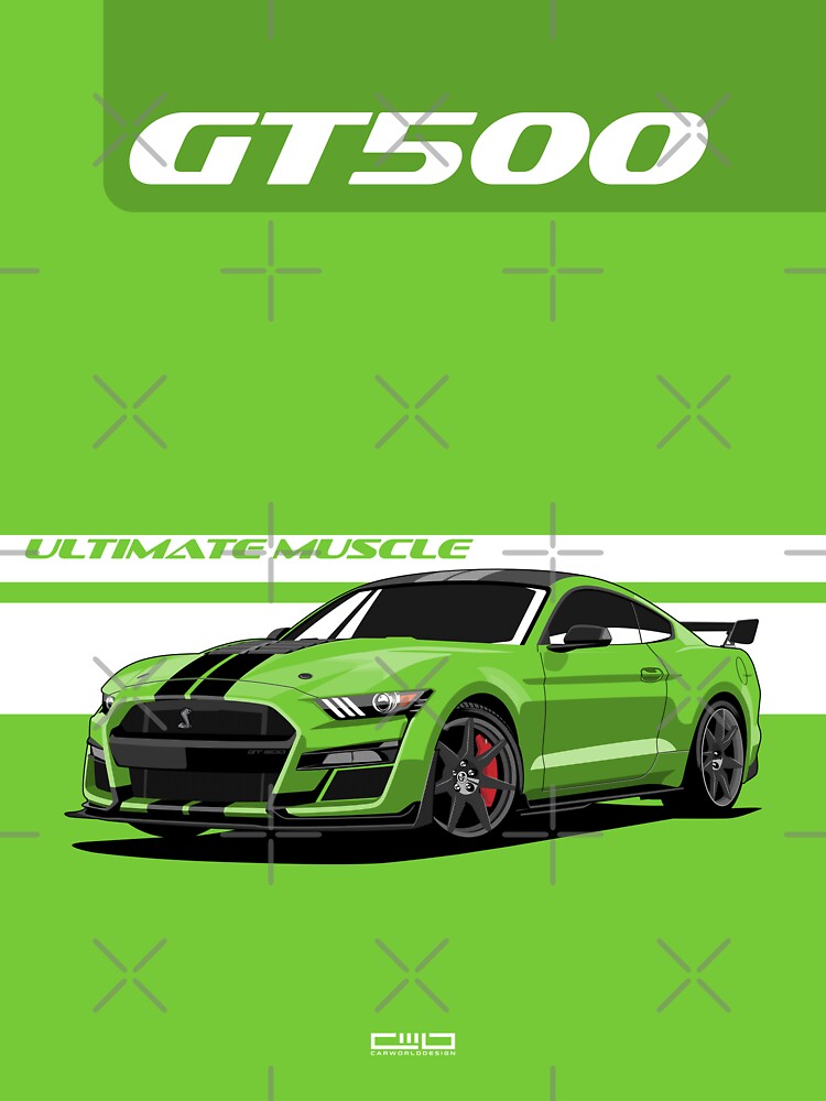 "Shelby Mustang GT500 Green" Sticker for Sale by ElseWorldDesign ...