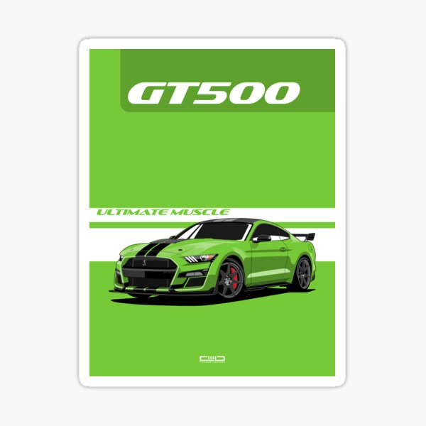 "Shelby Mustang GT500 Green" Sticker for Sale by ElseWorldDesign ...