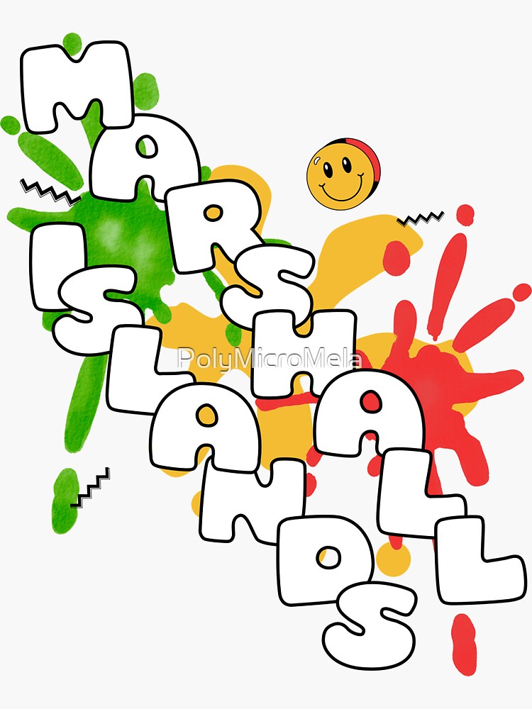 "Bubble letters Marshall Islands" Sticker for Sale by PolyMicroMela ...