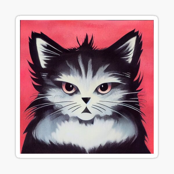 "Perplexed Cat Black and White" Sticker for Sale by Griffelkinn | Redbubble