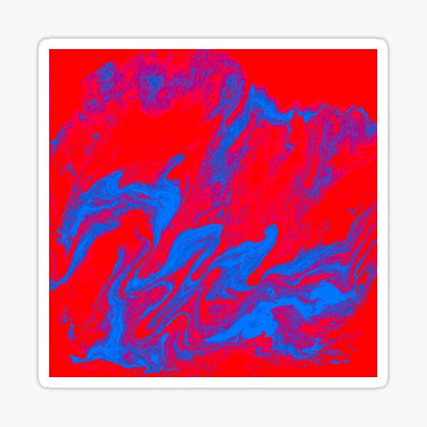 "Classic Metallic Acrylic Dutch Pour Art Mess Red and Light Blue Neon ...