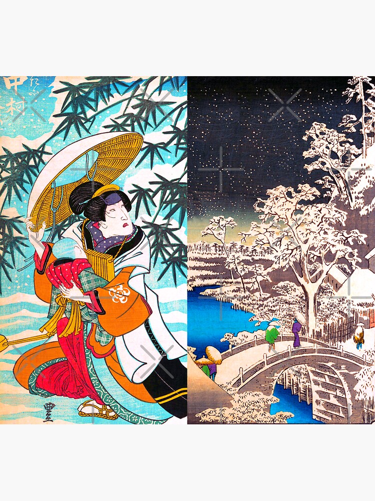 "Princess and Winter Scene | Japanese Edo Design" Sticker for Sale by ...