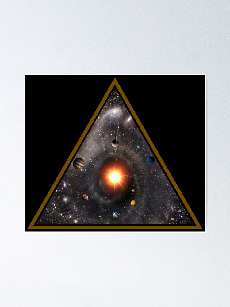 "Solar System & Galaxy Triangle (gold borders)" Poster for Sale by ...