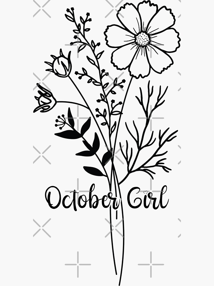 "October Girl birth month flower" Sticker for Sale by SCookSCM | Redbubble
