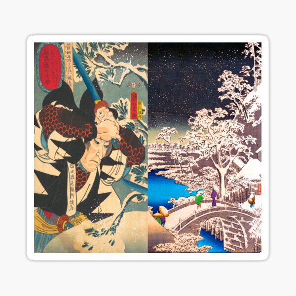 "Hero and the Winter Bridge | Japanese Edo Design" Sticker for Sale by ...
