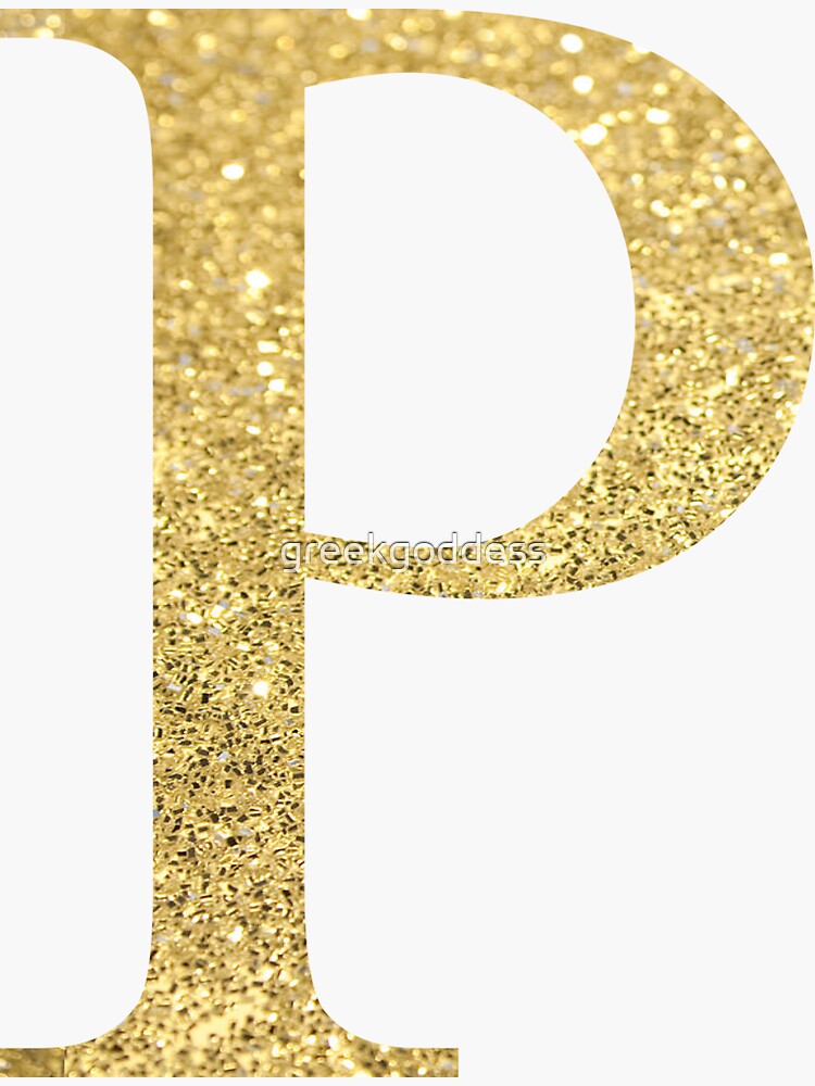 "Gold Glitter Letters Rho P" Sticker for Sale by greekgoddess | Redbubble