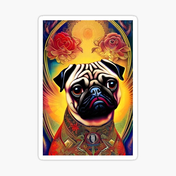 "Cute Pug Dog Fantasy Psychedelic Beautiful Portrait Digital Art ...