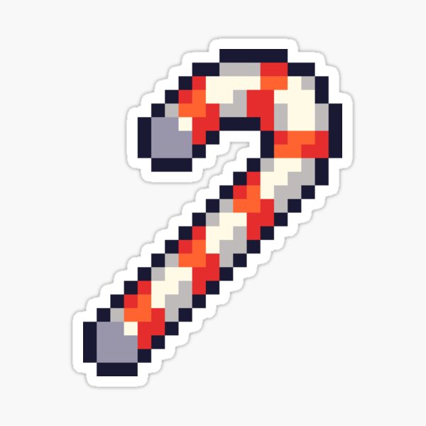 "Pixel Candy Cane" Sticker for Sale by chipdesigns | Redbubble