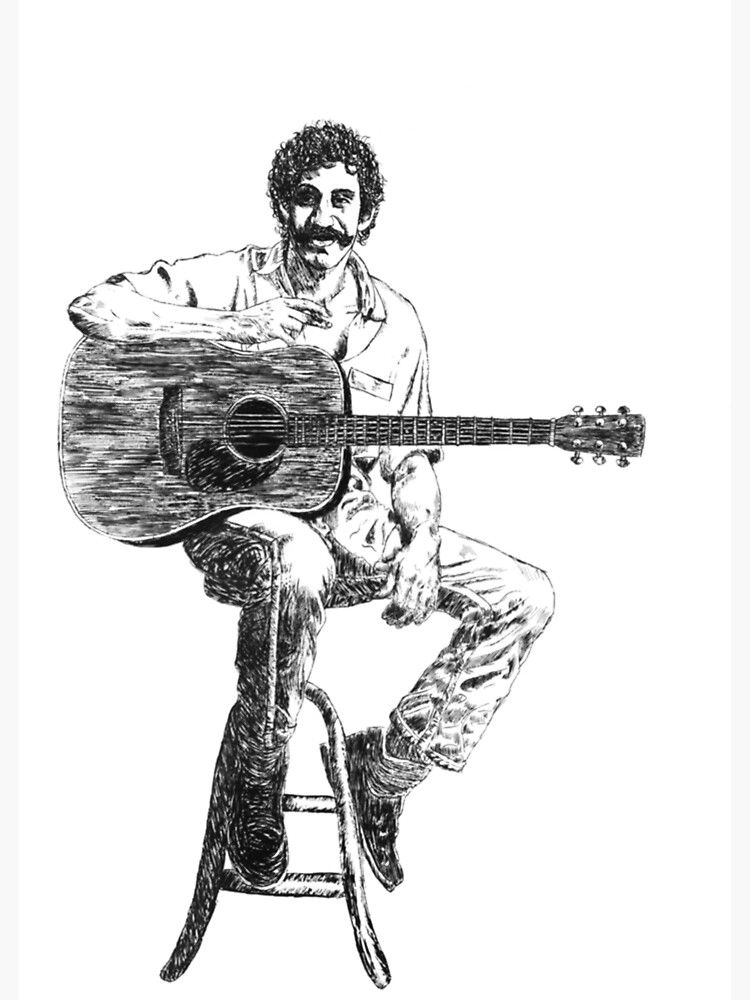 "Jim Croce Original Ink Drawing Print Lightweight Hoodie" Sticker for ...
