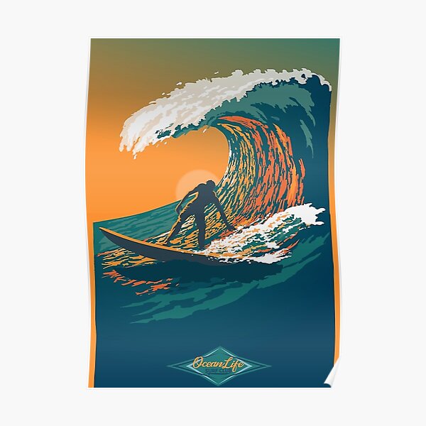 Ocean Life Surf Club Retro Surf Poster Poster For Sale By Travisbarke