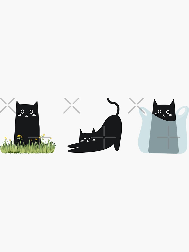 "Black Cat Doodle Pack " Sticker for Sale by BluebellPainter | Redbubble