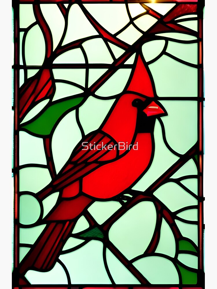 "Red Cardinal Stained Glass Design Artwork" Sticker for Sale by ...