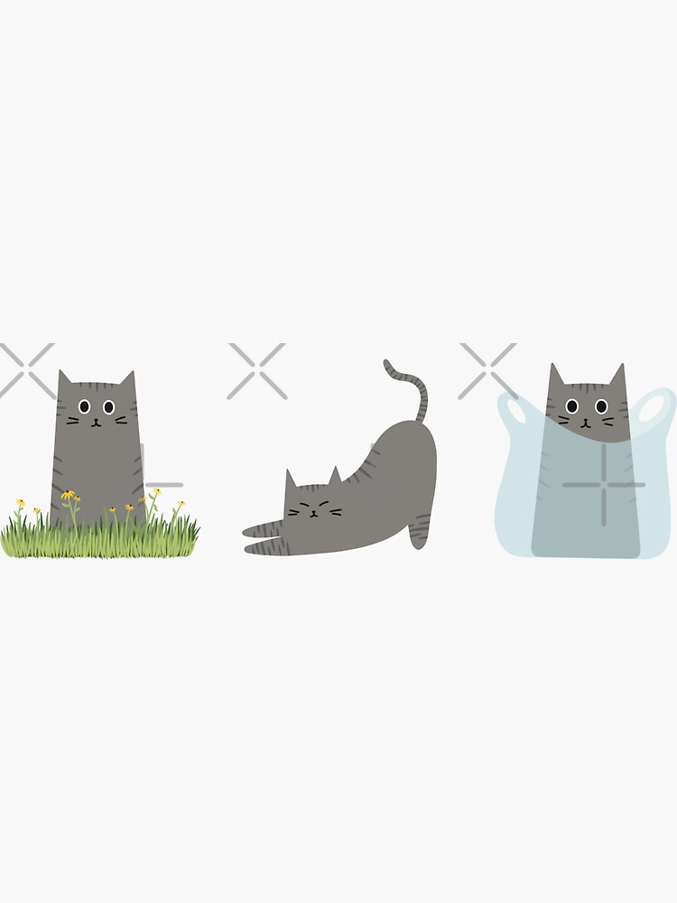 "Gray Tabby Cat Doodle Pack " Sticker for Sale by BluebellPainter ...