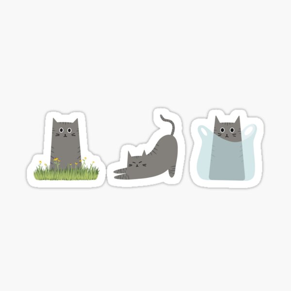 "Gray Tabby Cat Doodle Pack " Sticker for Sale by BluebellPainter ...