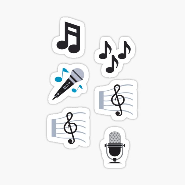 "Music Notes And Microphones Collection Cartoon Sticker Pack Classic T ...