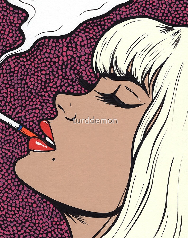 "Platinum Blonde Smoking Comic Girl" by turddemon | Redbubble