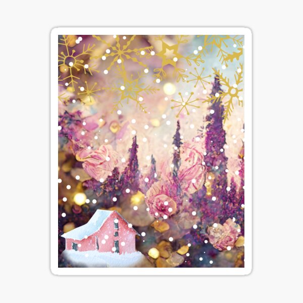 "Pink Christmas dreams snow falling in the forest" Sticker for Sale by ...