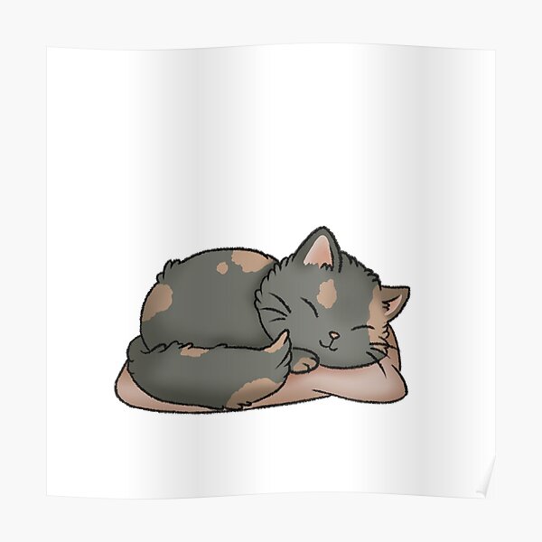 "Sleeping Fluffy Muted Tortie Cat" Poster for Sale by Zephyr-Studio ...