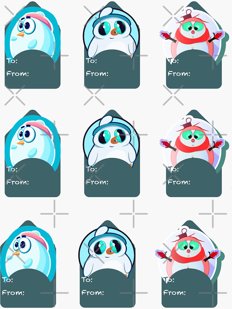 "Bubble Buddies - Christmas Holiday Snowman Gift Tag Pack" Sticker for ...