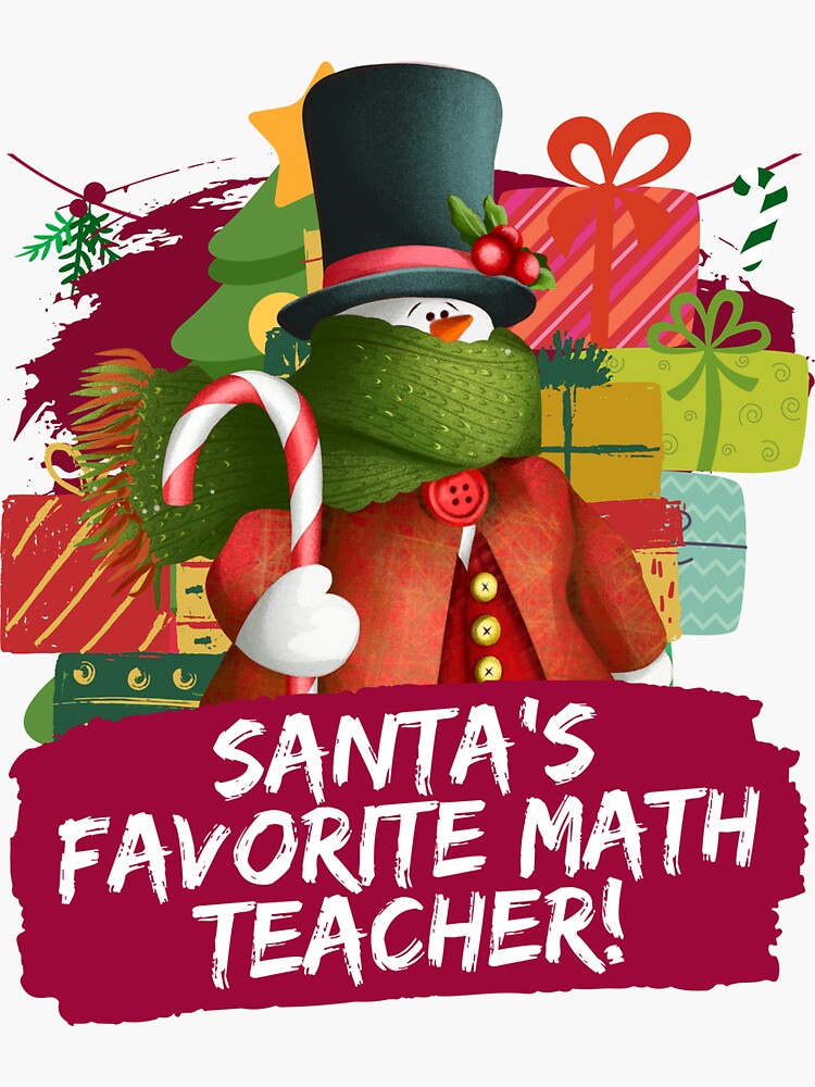 "Santa's Favorite Math Teacher Christmas " Sticker for Sale by ...