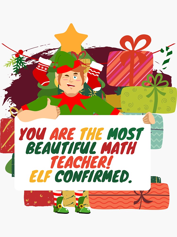 "Math Teacher Christmas Elf" Sticker for Sale by myspookycuties | Redbubble