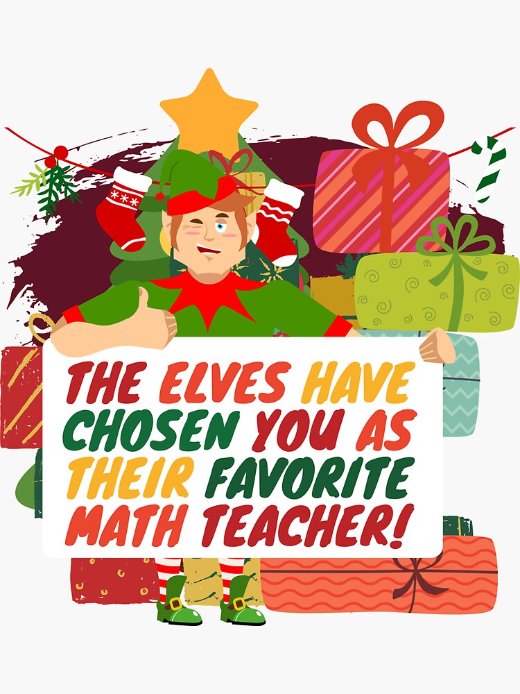 "Math Teacher Christmas Elf" Sticker for Sale by myspookycuties | Redbubble