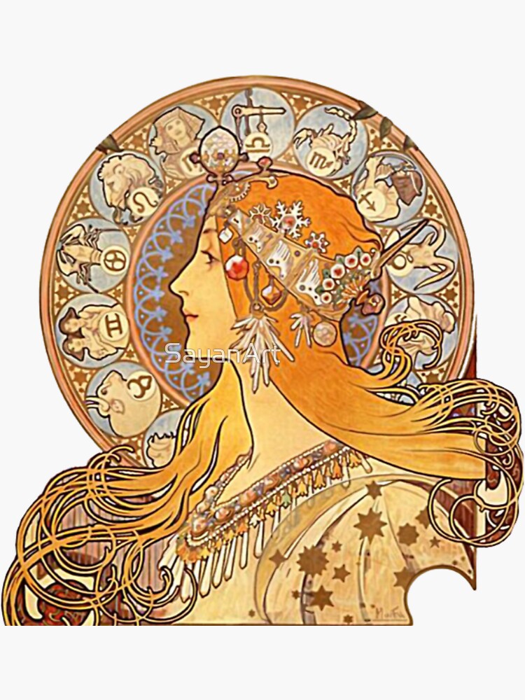 "Mucha – Zodiac Essential " Sticker for Sale by SayanArt | Redbubble