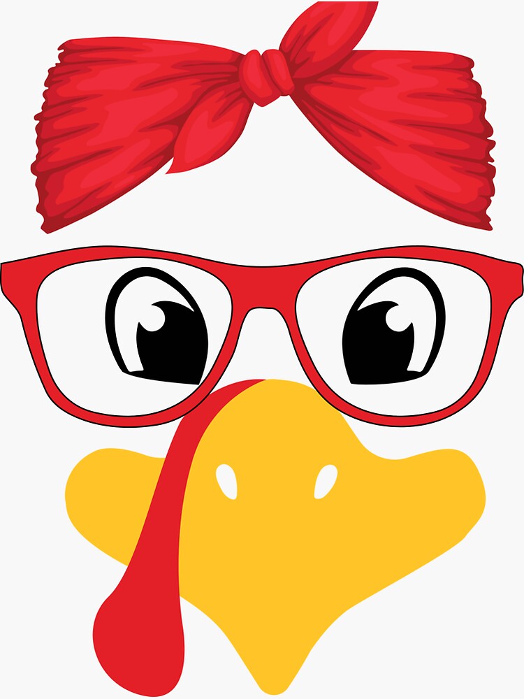 Turkey Face Leopard Print Glasses Thanksgiving Women Sticker For Sale By Jinif Redbubble
