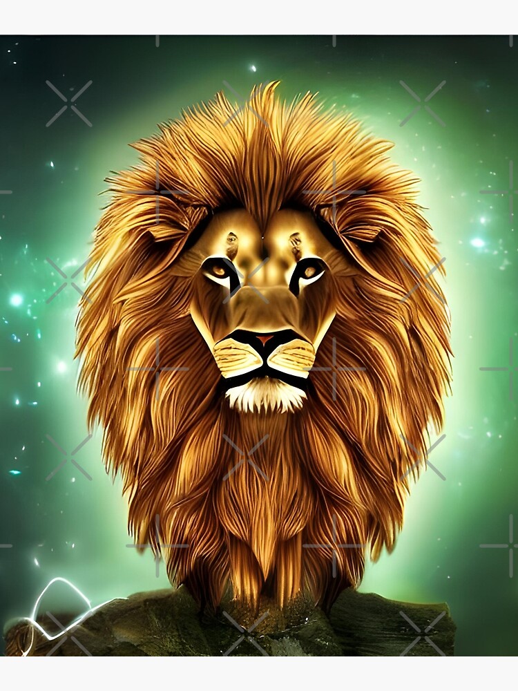 "African Lion Head with magical nature wallpaper" Poster for Sale by ...