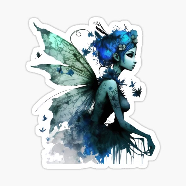 "Beautiful Blue Fairy Fae with butterflies" Sticker for Sale by ...