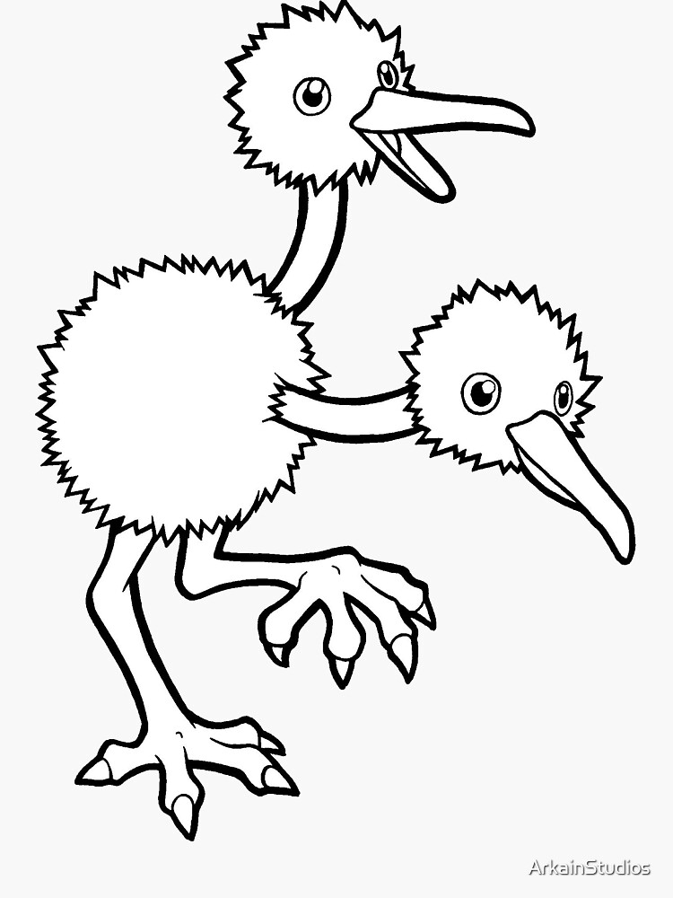 "Doduo Lineart Drawing" Sticker by ArkainStudios | Redbubble