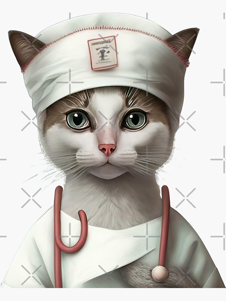 "Cat nurse" Sticker for Sale by AnimalArtPhotos | Redbubble