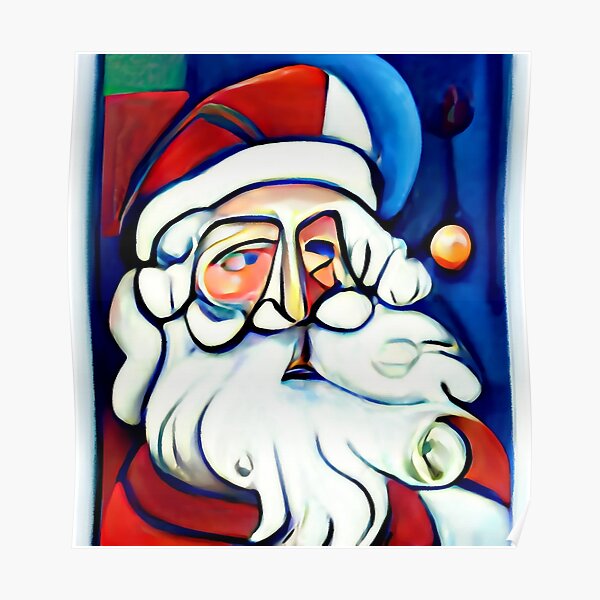 "Santa Claus in the Style of Cubism #2" Poster for Sale by ...