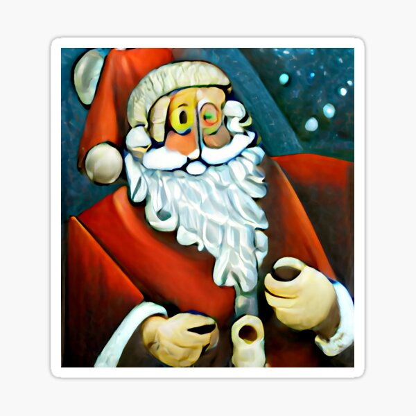 "Santa Claus in the Style of Cubism #3" Sticker for Sale by ...
