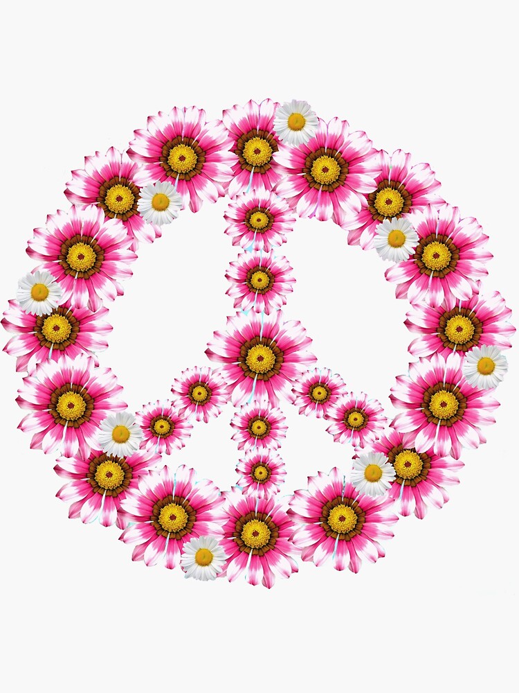 "Peace Sign, Daisy Flowers" Sticker for Sale by STYLESYNDIKAT | Redbubble