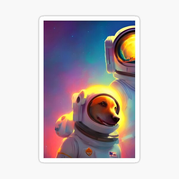 "Dog Astronaut In Space Design Artwork" Sticker for Sale by StickerBird ...