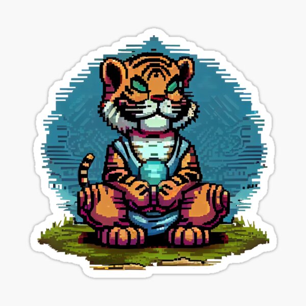 "Tiger Meditating, Yoga Meditation of Tiger Meditating" Sticker for ...
