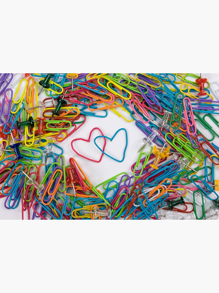 "Paper clip hearts and colorful paper clip hearts around them." Sticker ...