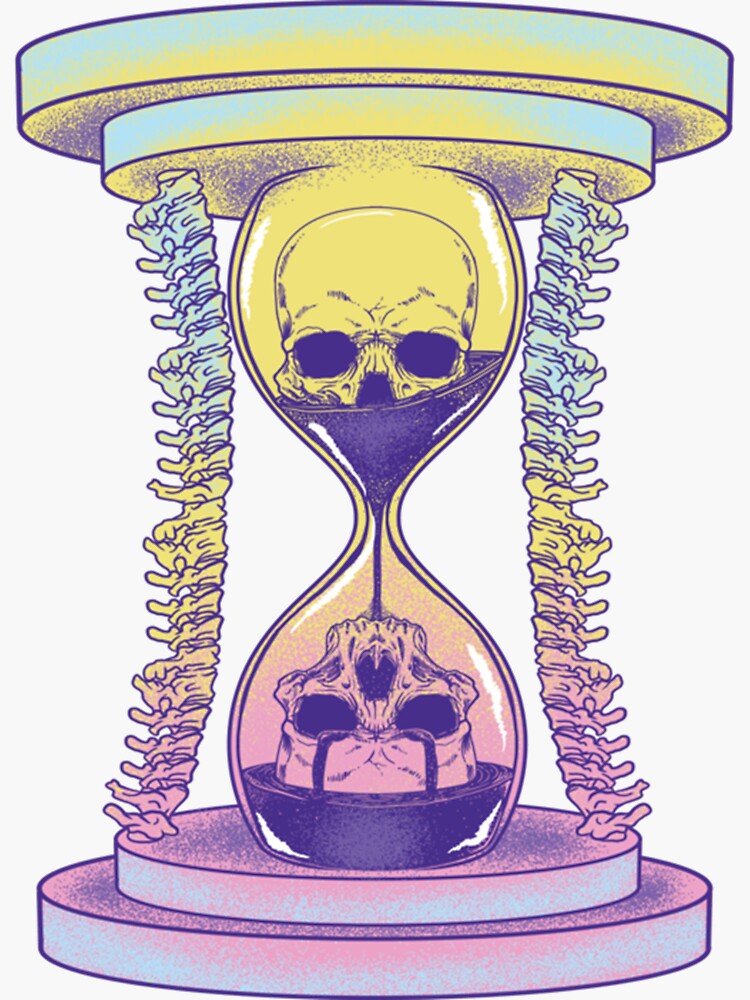 "Pastel Goth Hourglass with Spine and Creepy Skulls Sandglass" Sticker ...