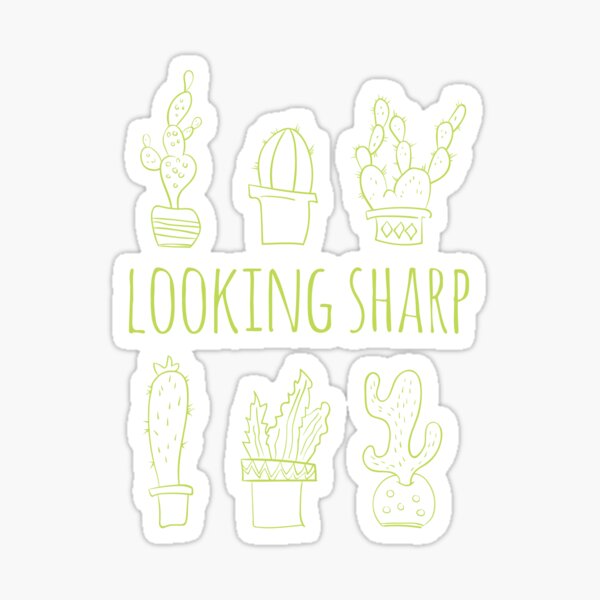 "Cactus - Looking Sharp - Cacti Drawing" Sticker by RaveRebel | Redbubble