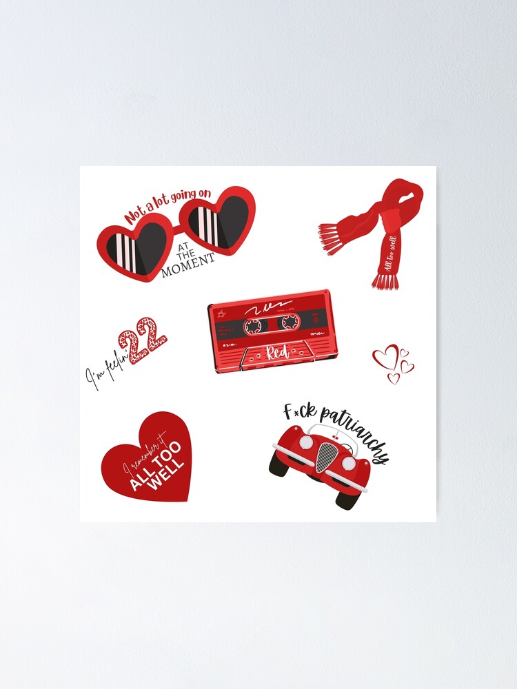 "RED- Taylor Swift album sticker pack" Poster for Sale by FunartsbyM ...