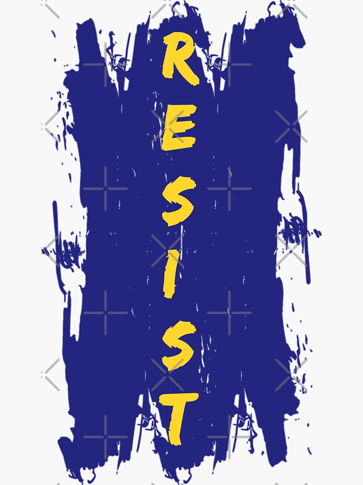 "'Resist' label - yellow and blue" Sticker for Sale by MorningPanda ...